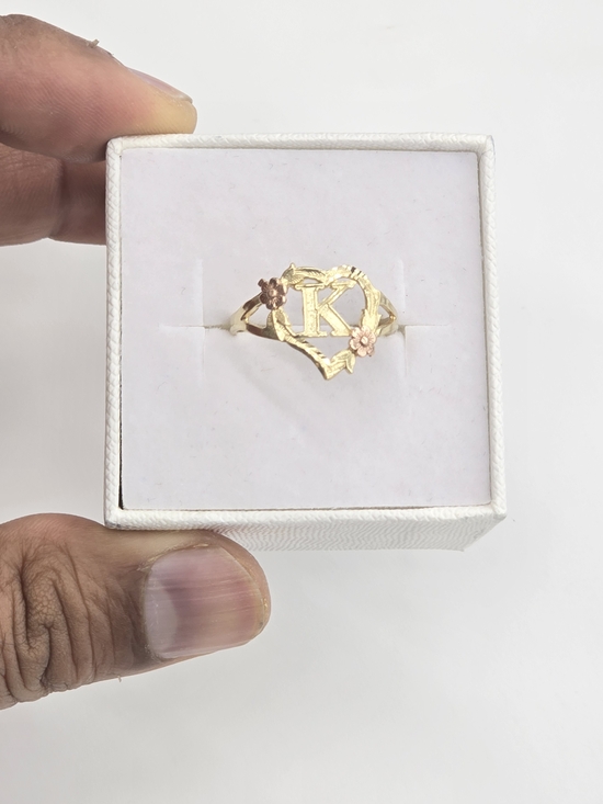 KBN Jewelry | Jewelry | Kt Real Gold Heart Two Tone Initial K Ring For ...